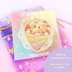 Kirbys Friends Crepes 1.5 Epoxy Star Holographic Acrylic Pin Waddle Dee ...