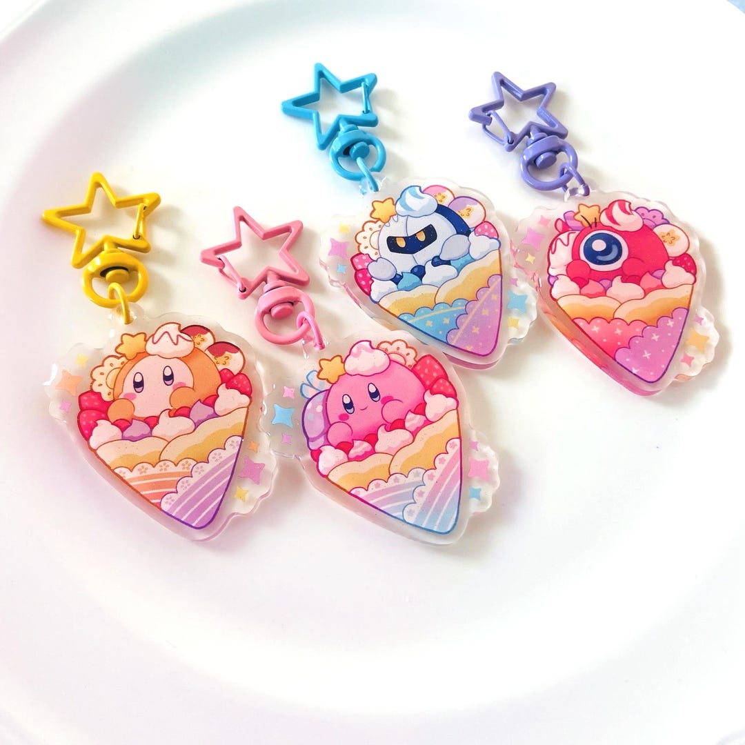 Kirby Crepe Acrylic Charm | Pastel Kawaii Keychain - Etsy