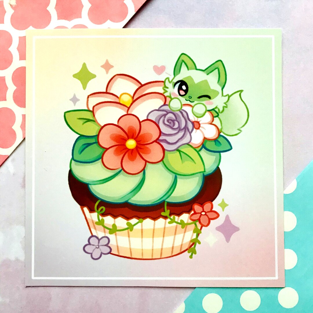 Sprigatito's Flower Cupcake || 5" X 5" Mini Print | Premium Matte Photo ...