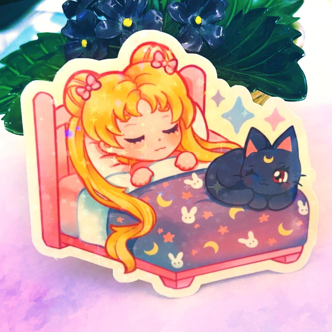 Usagi and Luna Holo Sparkle Sticker | Kawaii Anime Magical Girl - Etsy