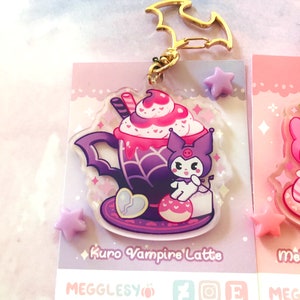 Kuro Vampire Latte + Melo Strawberry Latte || 2.5" Double Sided Acrylic ...