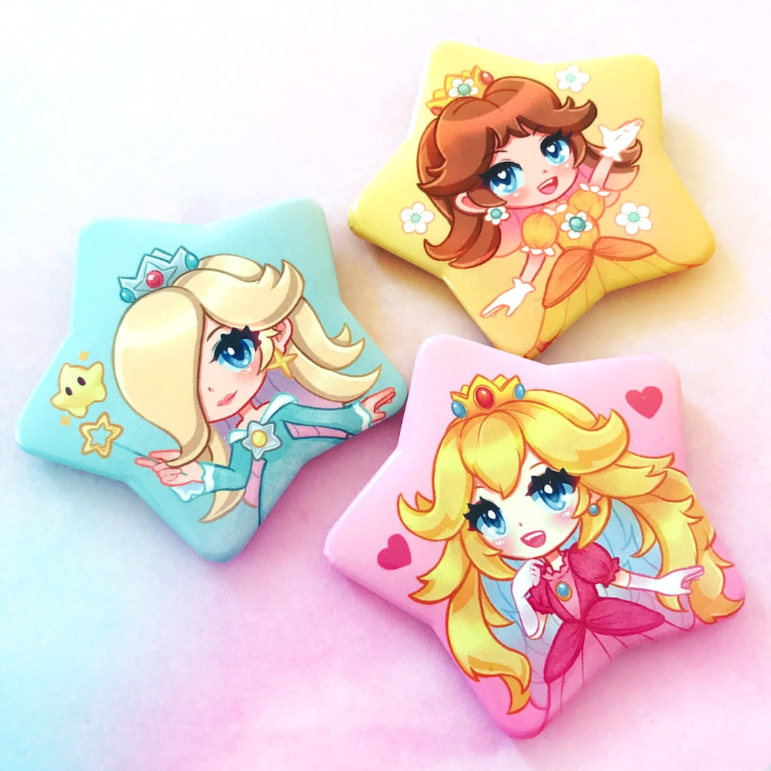 Princess Peach Daisy Rosalina || 2.25" Star Shaped Buttons - Etsy