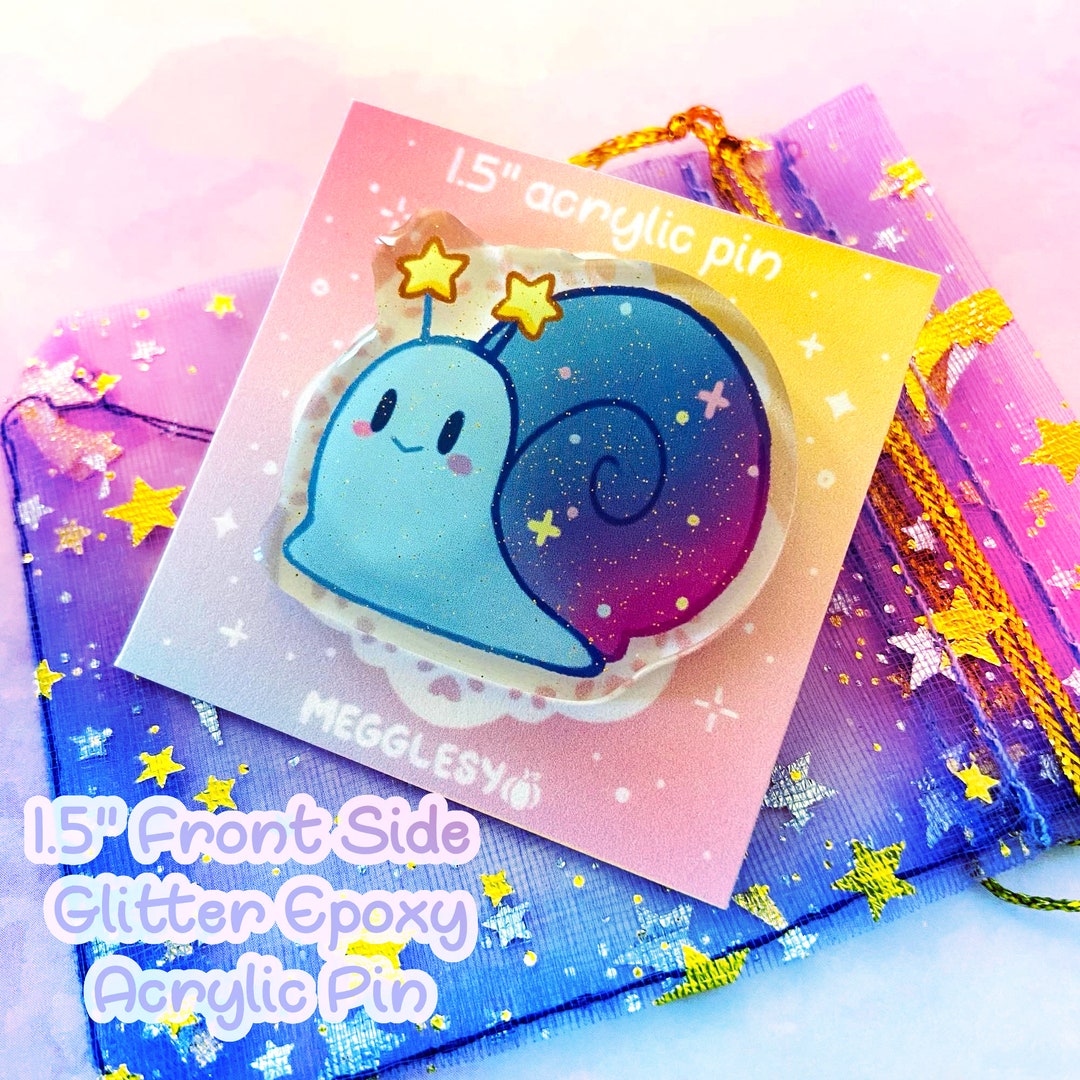 Galaxy Snail Pin || 1.5" Glitter Epoxy Acrylic Lapel Pin - Etsy