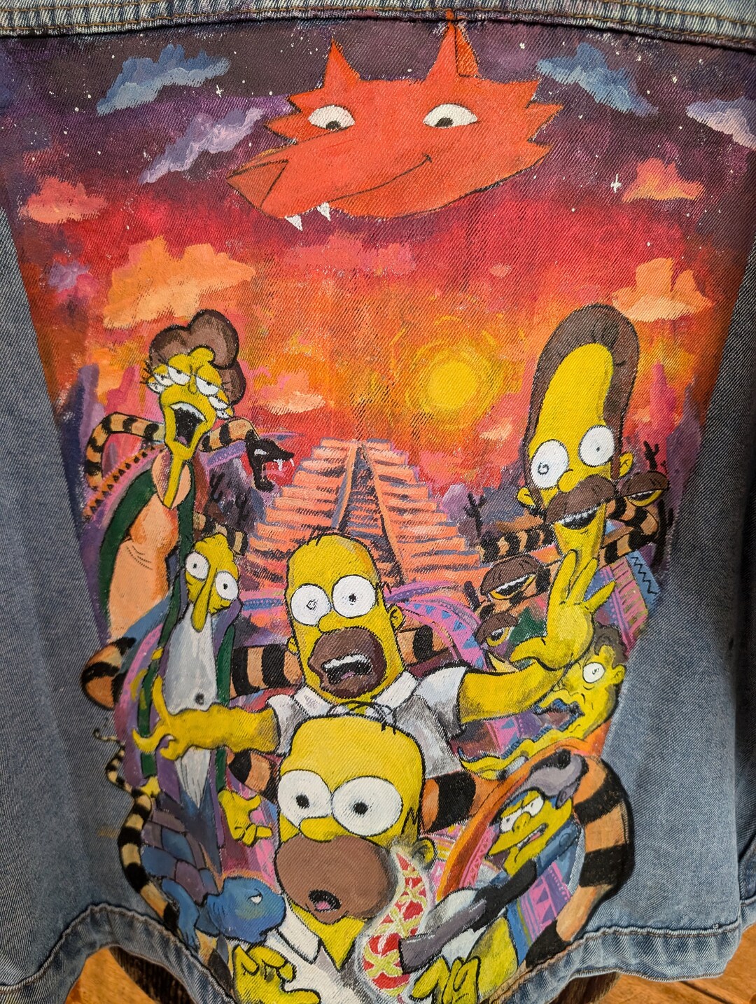 Hand Painted Simpsons Denim Jacket - Etsy