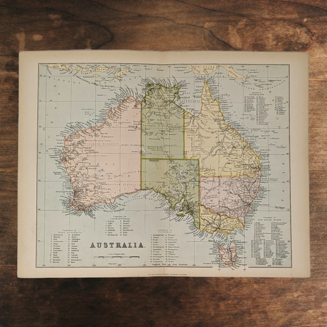 Antique Map of Australia 1870s Original Detailed - Etsy