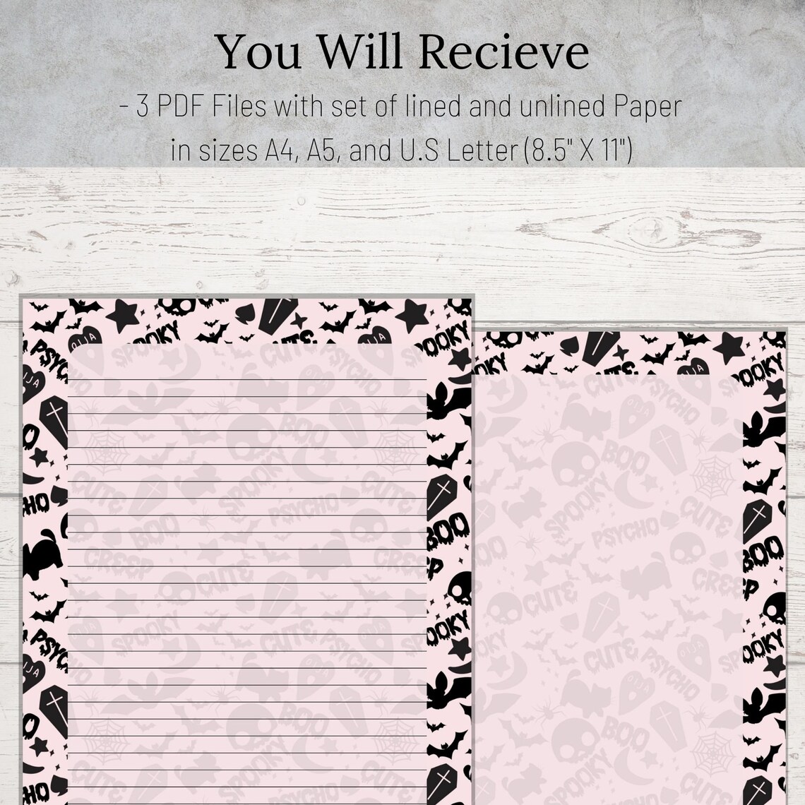 Gothic Style Letter Writing Paper PRINTABLE Stationery - Etsy