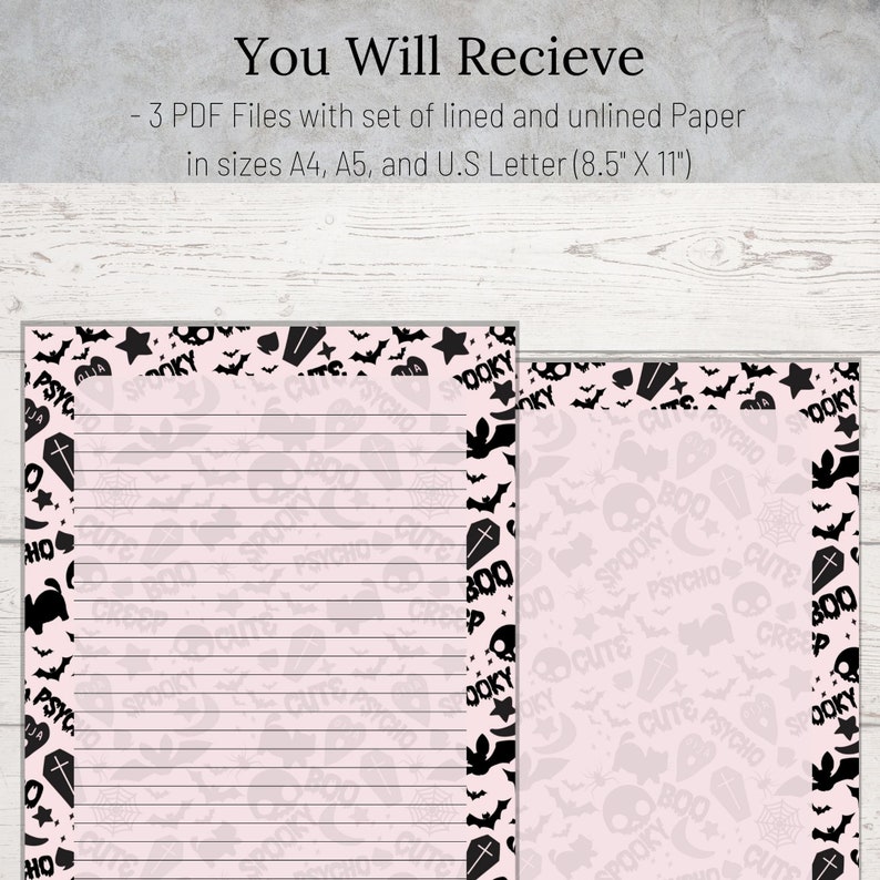 Gothic Style Letter Writing Paper PRINTABLE Stationery - Etsy