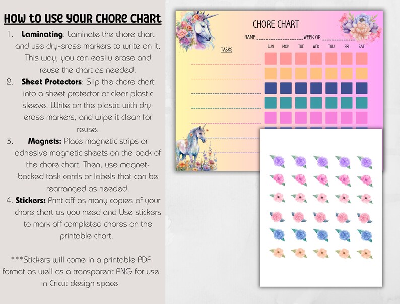PRINTABLE Child's Daily Chore Chart With Sticker Sheet, Task Checklist ...