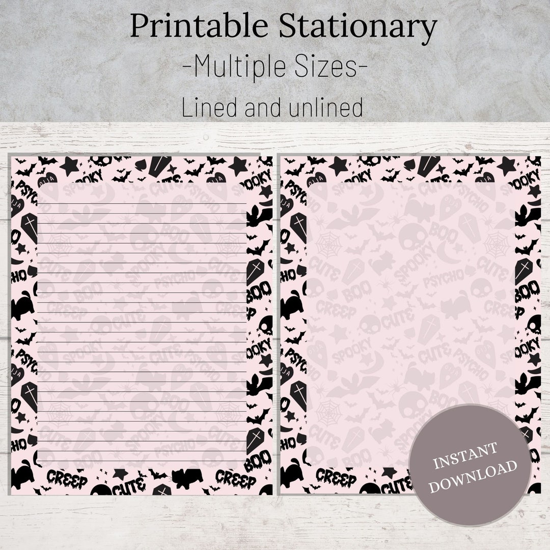 Gothic Style Letter Writing Paper PRINTABLE Stationery - Etsy