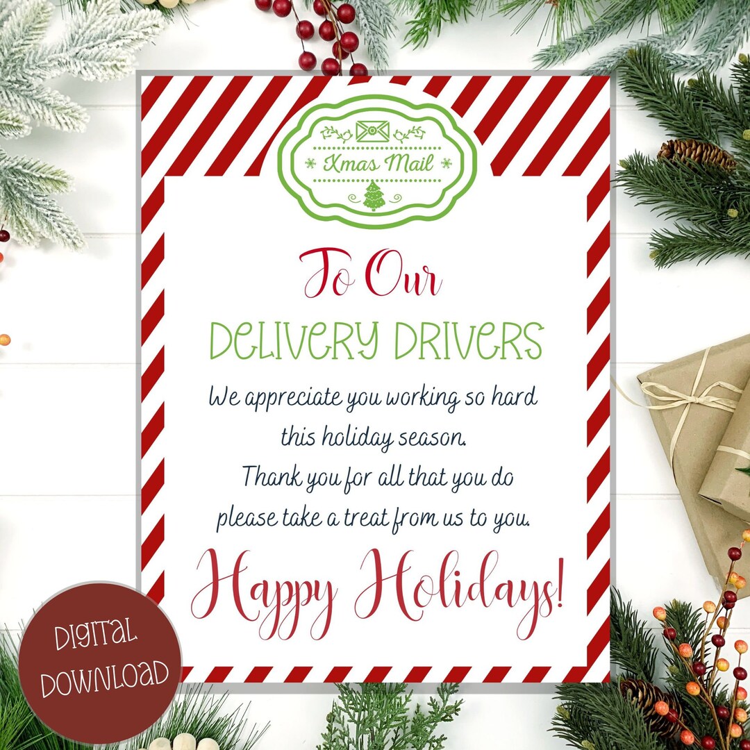 PRINTABLE Delivery Driver Snack Sign, Christmas Printable, Mailman Gift ...