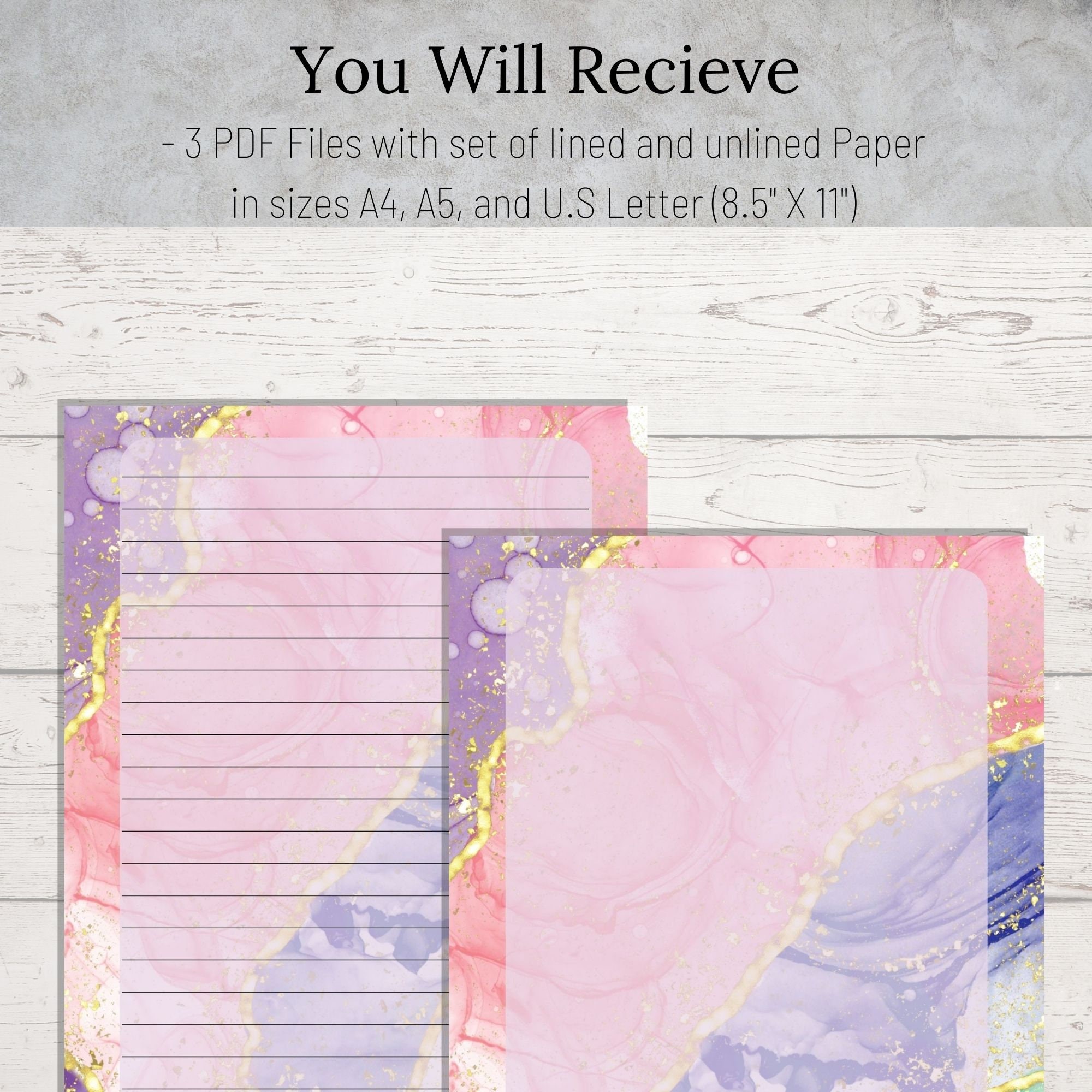 Marbled Letter Writing Paper, PRINTABLE Stationery, Writing Paper ...