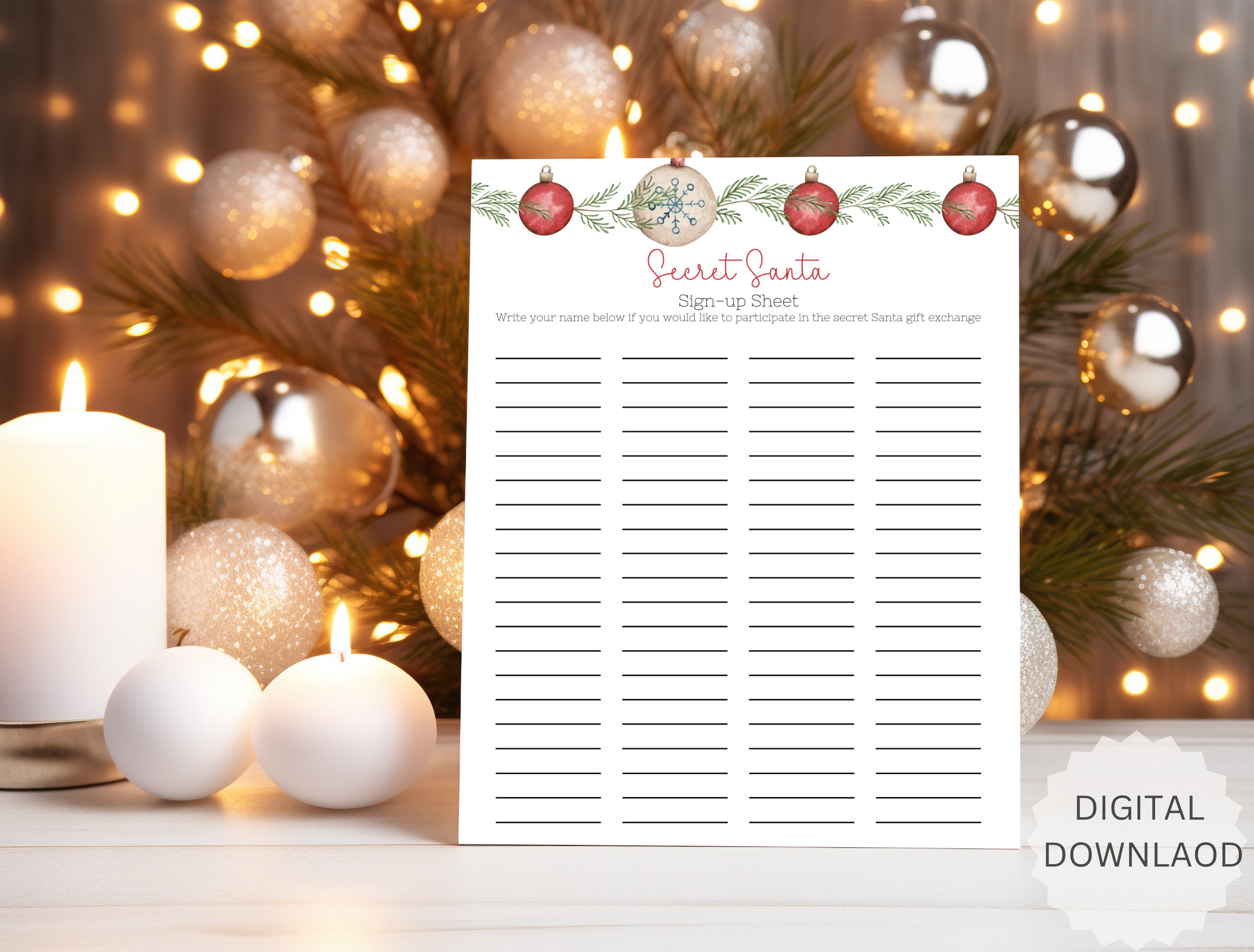 Secret Santa Questionnaire Bundle, Christmas Gift Exchange, Printable ...