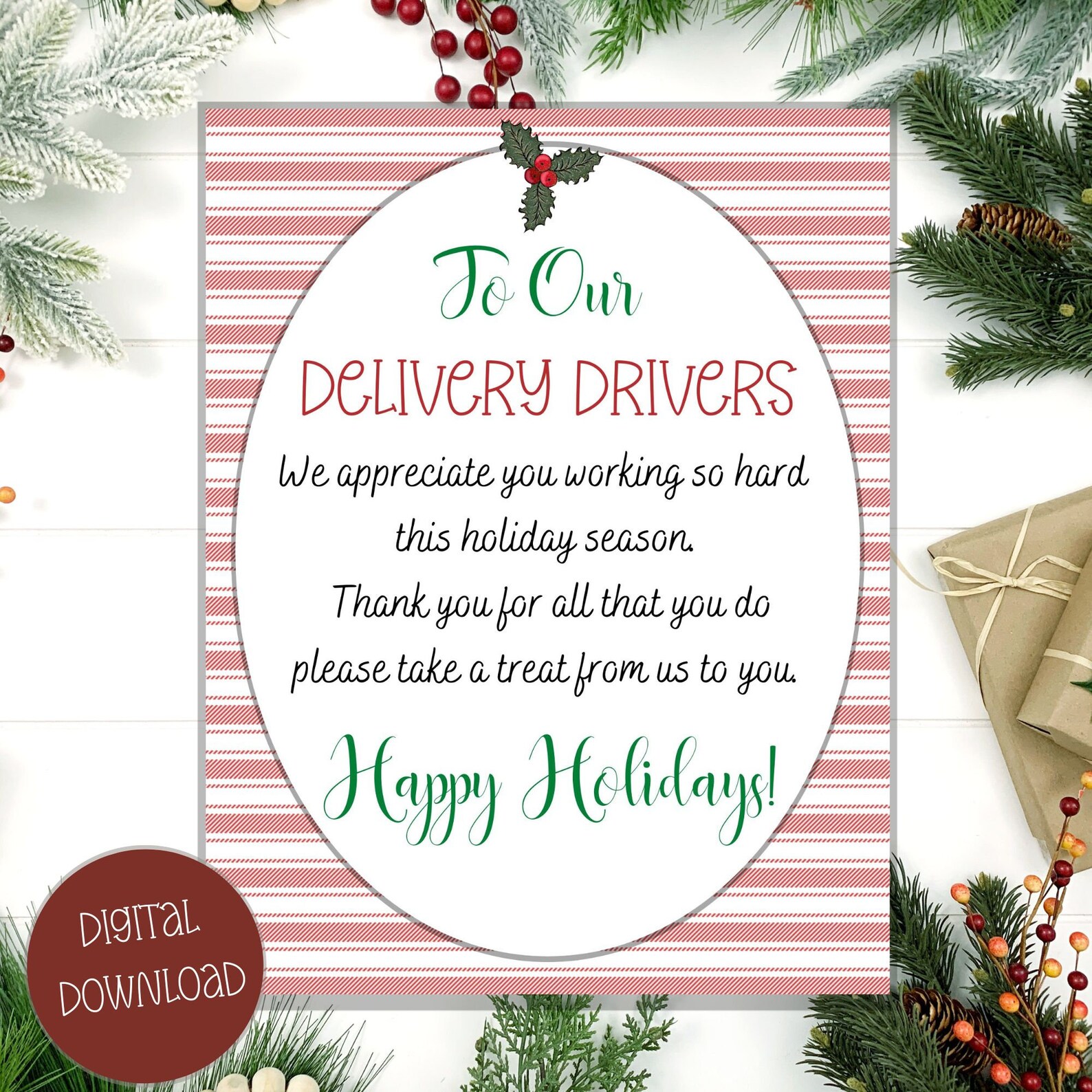 PRINTABLE Delivery Driver Snack Sign, Christmas Printable, Mailman Gift ...