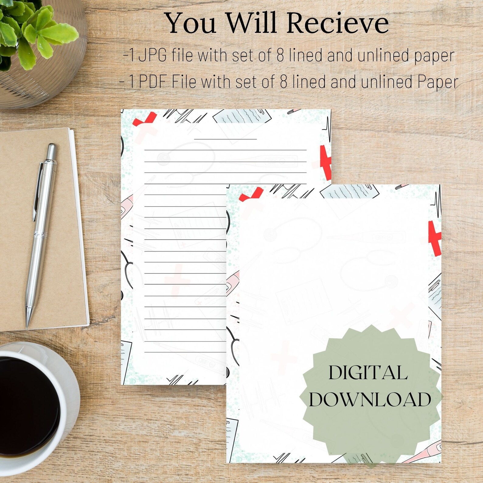 Medical Style Letter Writing Paper, PRINTABLE Stationery, Printable ...