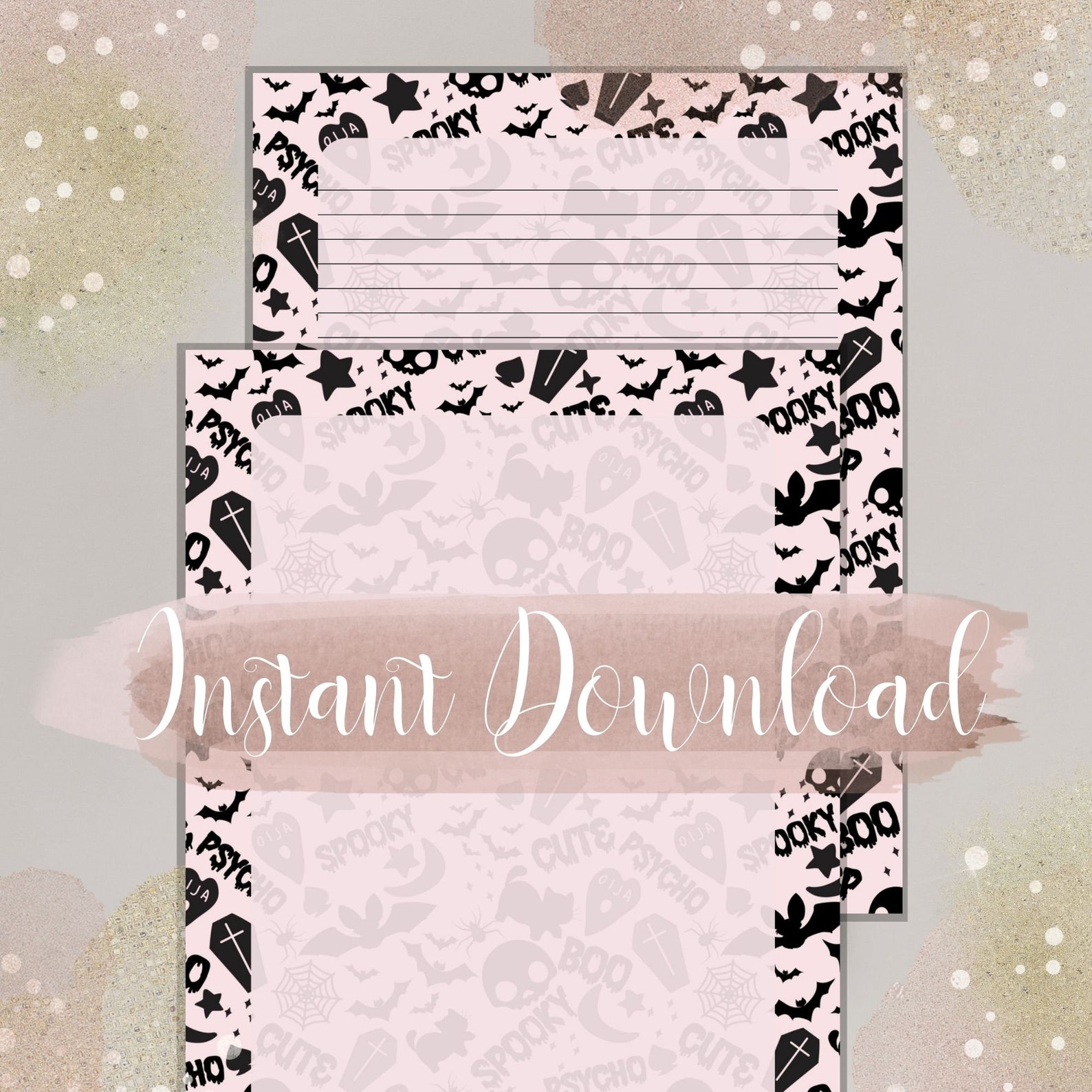 Gothic Style Letter Writing Paper PRINTABLE Stationery - Etsy