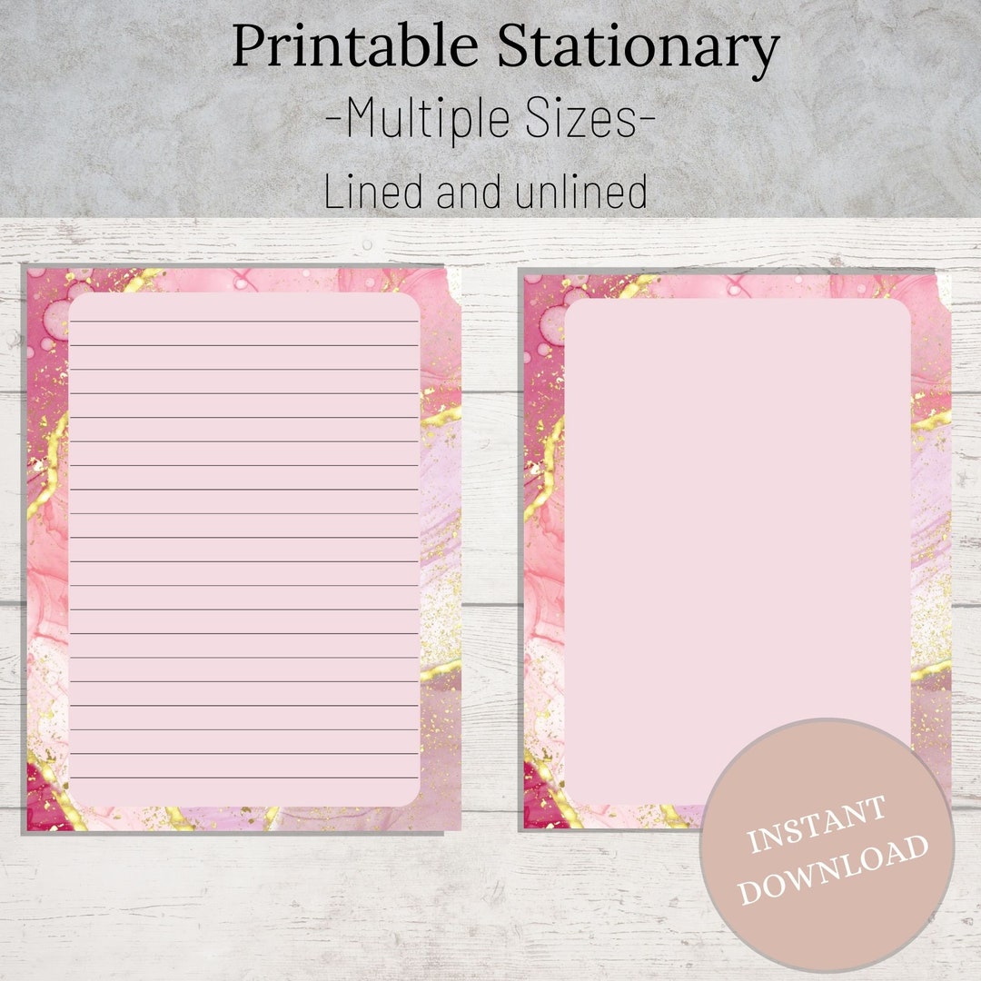 Pink Marbled Letter Writing Paper, PRINTABLE Stationery, Writing Paper ...