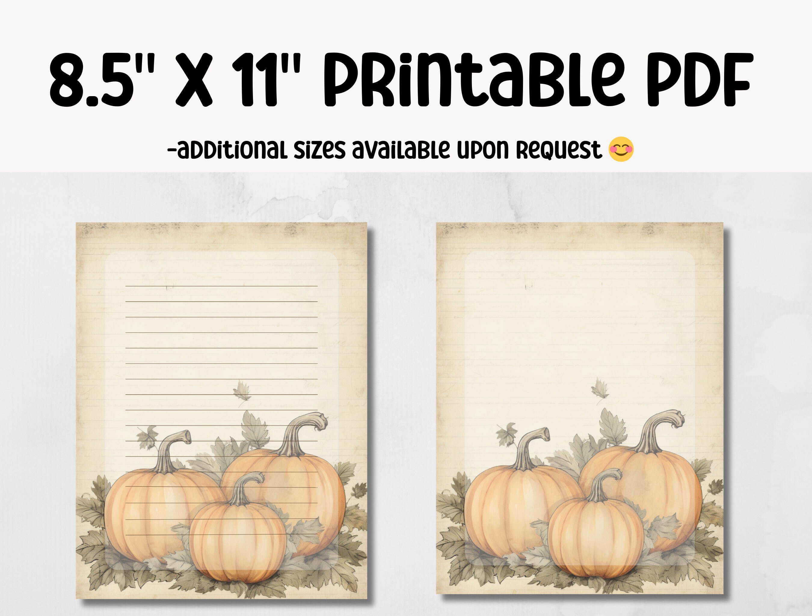 Printable Vintage Pumpkin Stationery for Autumn Letter Writing and ...