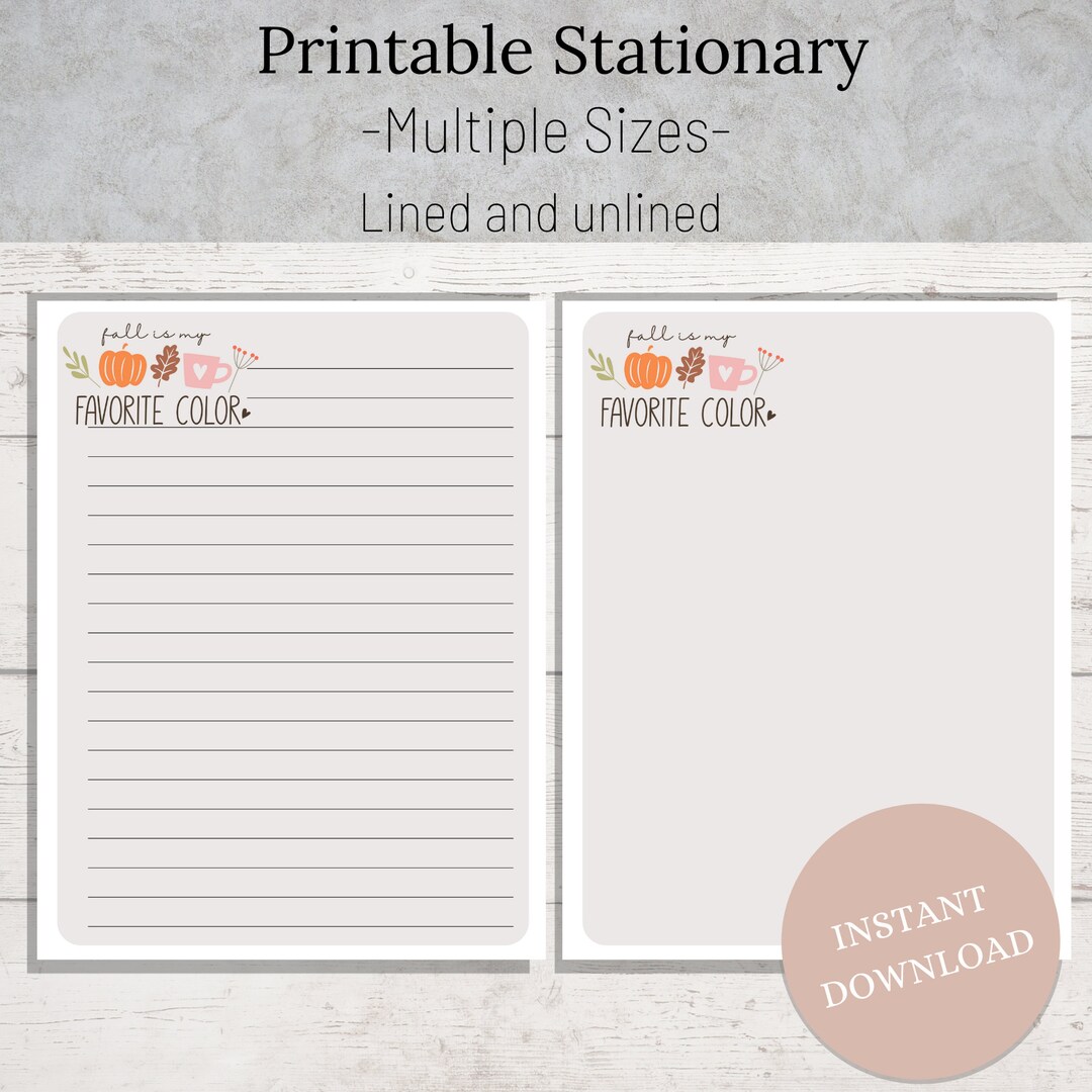 Fall Letter Writing Paper, PRINTABLE Stationery, Writing Paper, Letter ...