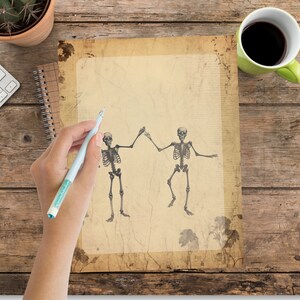 Printable Vintage Skeleton Stationery for Autumn Letter Writing and ...