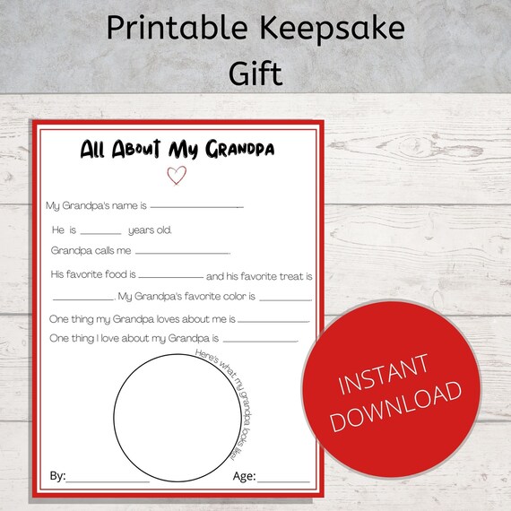Simple PRINTABLE All About Grandpa Grandpa Birthday Gift - Etsy