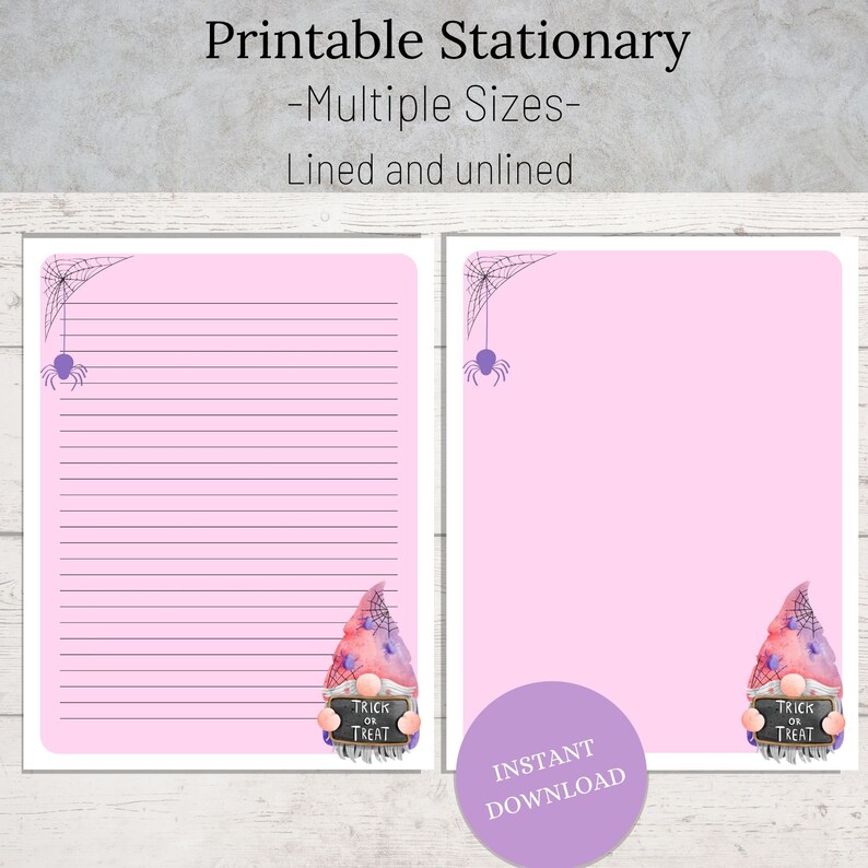 Halloween Gnome Letter Writing Paper PRINTABLE Stationery - Etsy