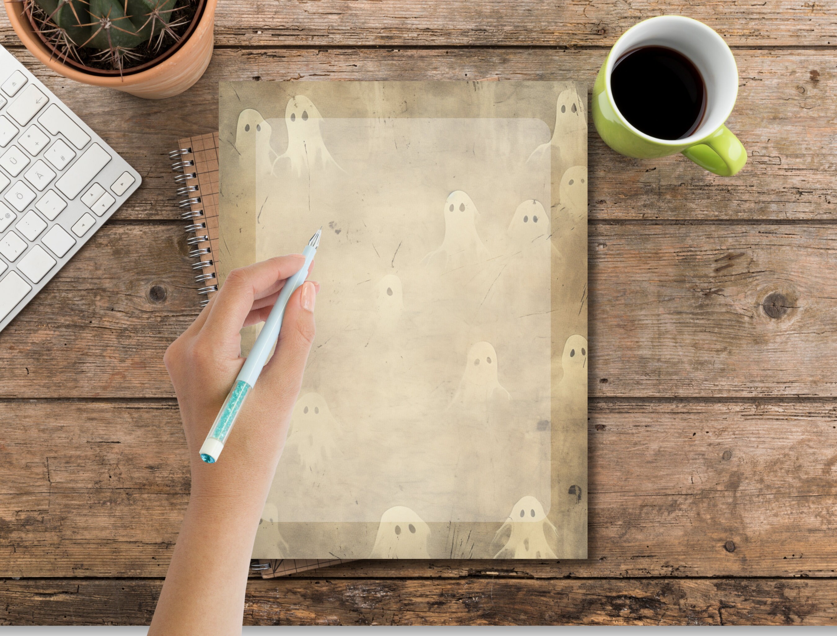 Printable Vintage Ghost Stationery for Autumn Letter Writing and ...