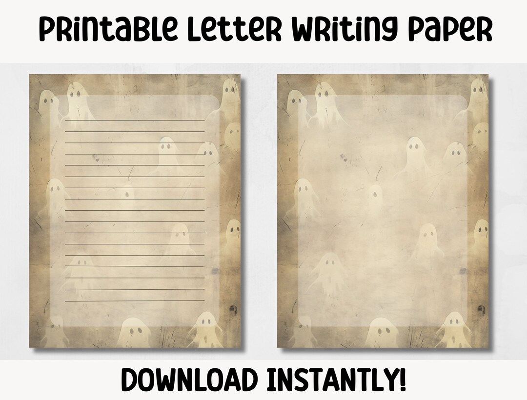 Printable Vintage Ghost Stationery for Autumn Letter Writing and ...