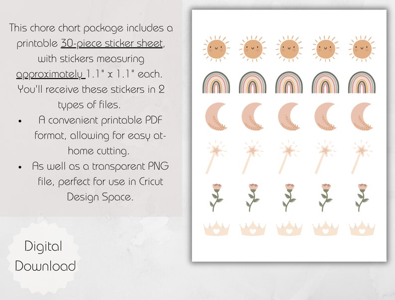 PRINTABLE Child's Daily Chore Chart With Sticker Sheet - Etsy