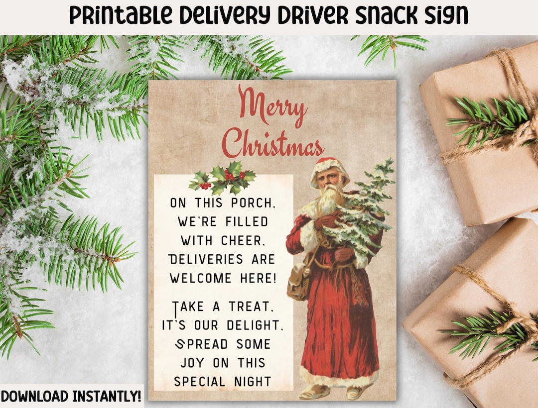 PRINTABLE Delivery Driver Snack Sign, Christmas Printable, Mailman Gift ...