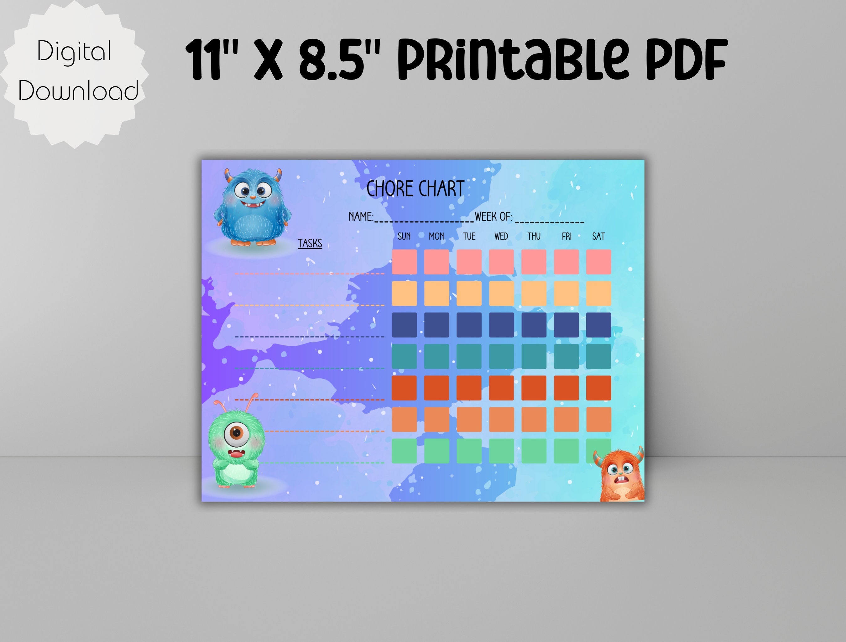 PRINTABLE Child's Daily Chore Chart With Sticker Sheet - Etsy