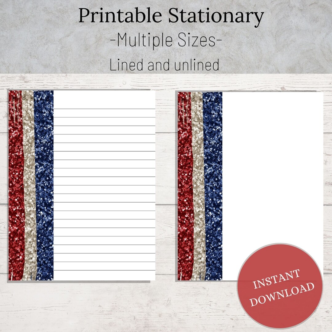 Independence Day Letter Writing Paper, PRINTABLE Stationery, Writing ...