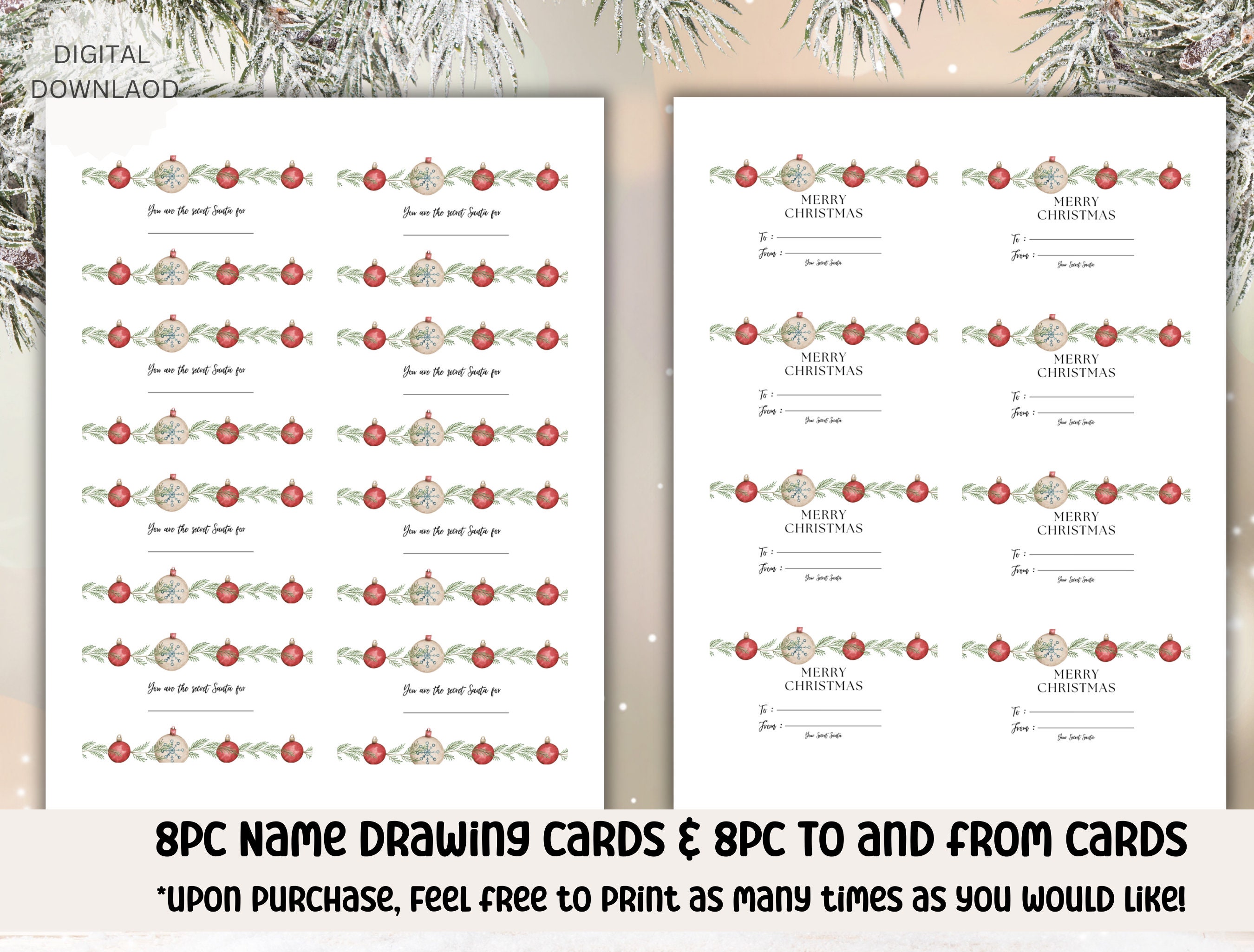 Secret Santa Questionnaire Bundle, Christmas Gift Exchange, Printable ...