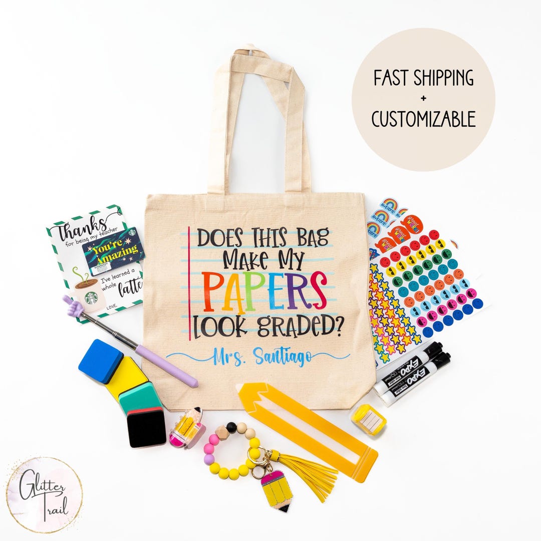 Canvas Teacher Tote Bag Large Classroom Carrier for Instructor End Year ...