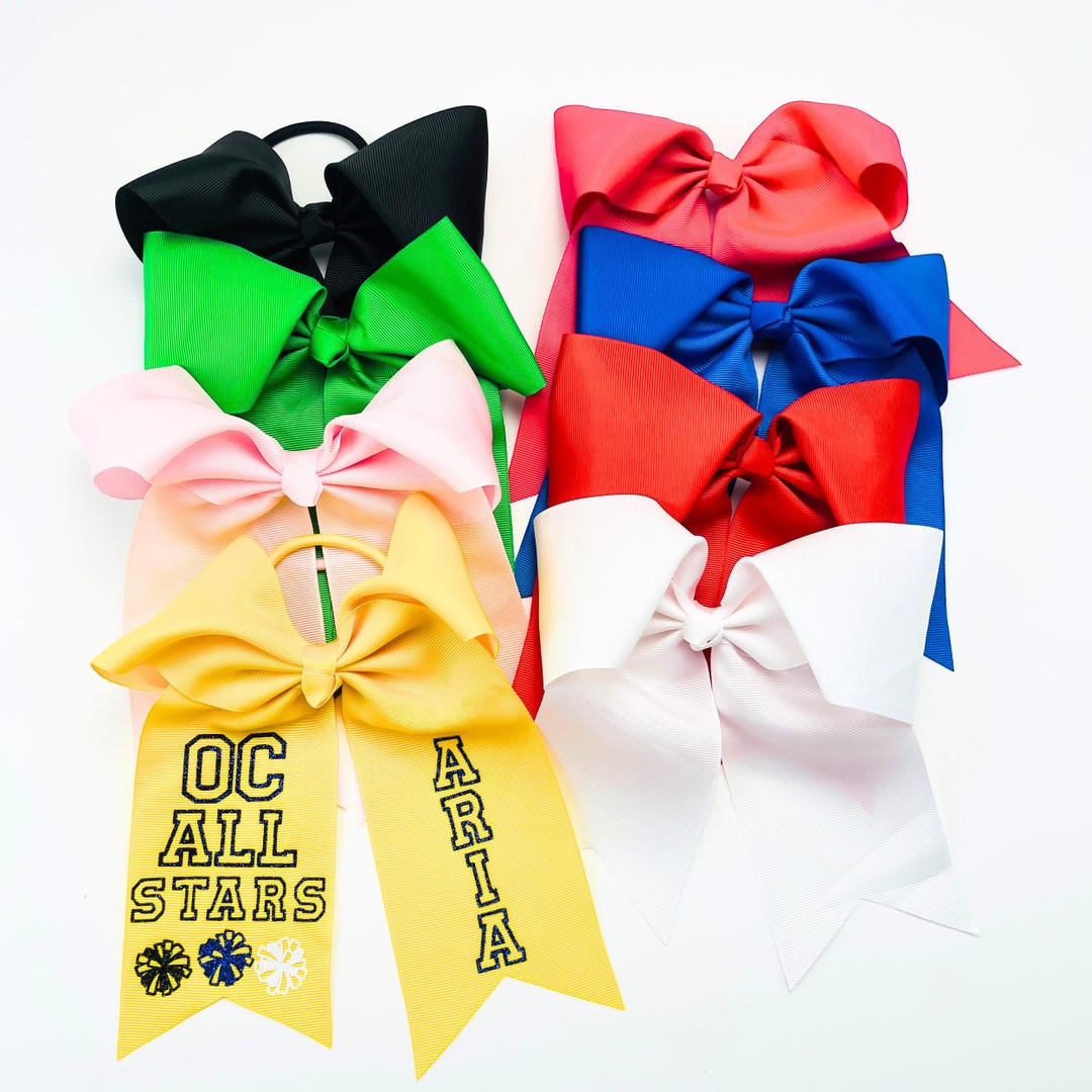 Personalized Glitter Cheer Name Bow Youth Mascot Hair Tie Kids Gift for ...