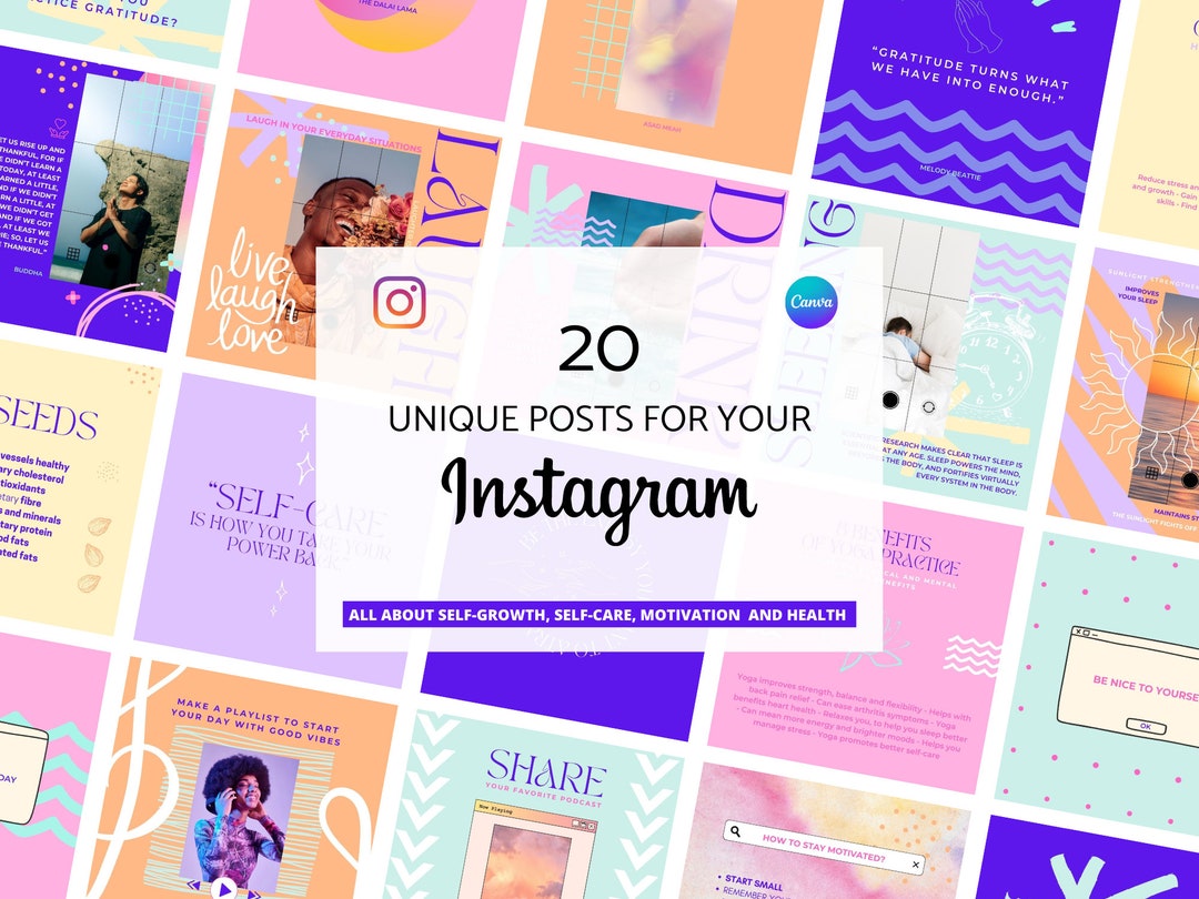 Instagram Post Templates - Pastel Colors - Wellness - Motivation - Self ...