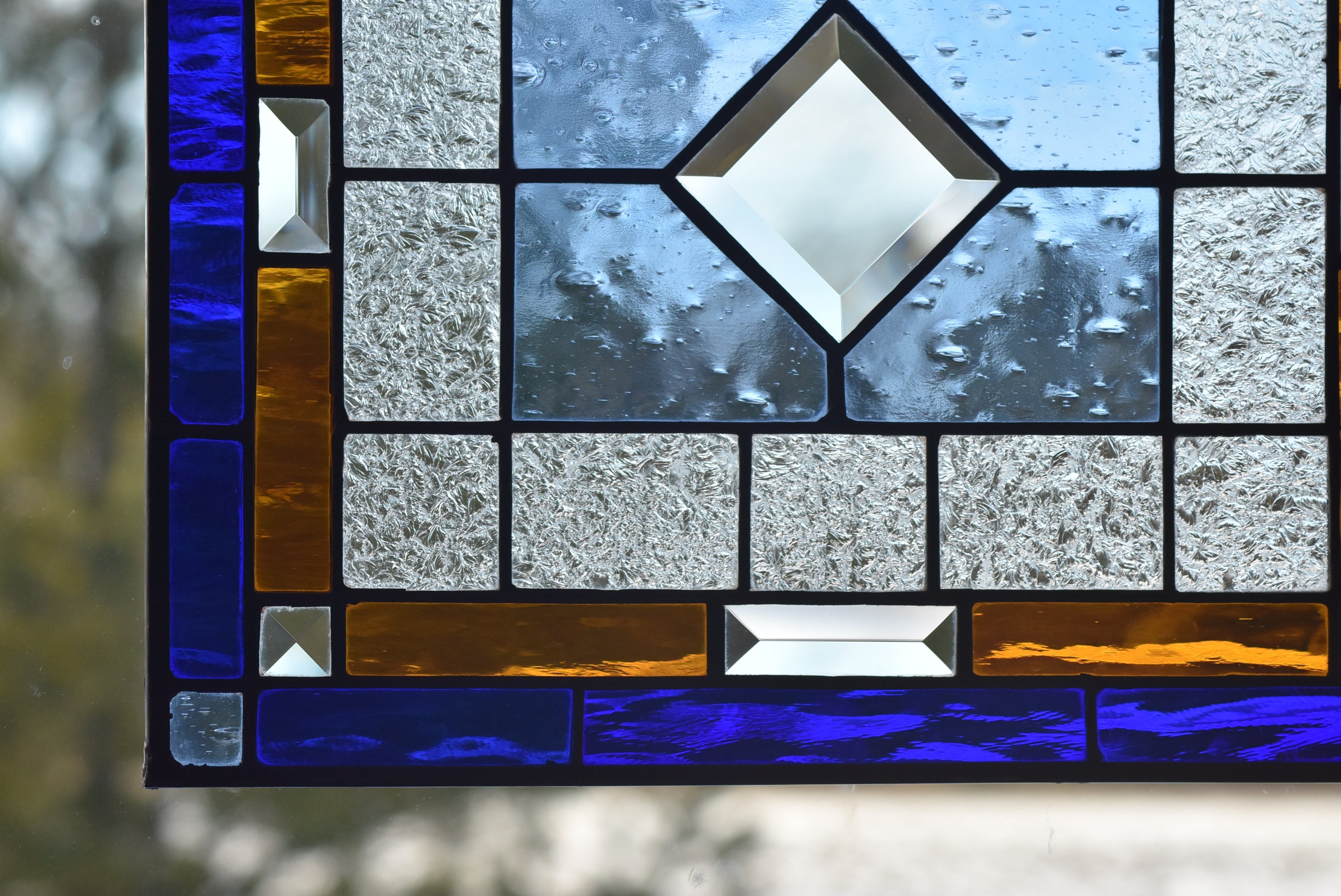 Stained Glass big BEAUTIFUL BLUE - Etsy