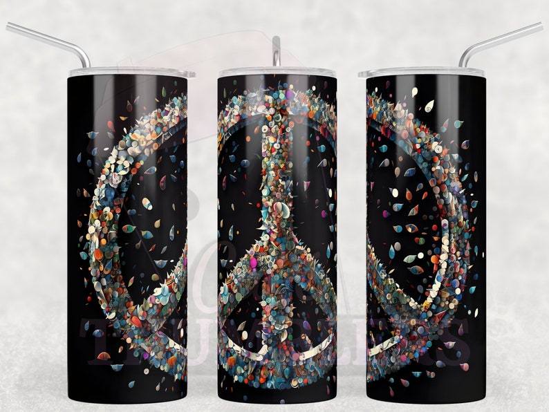 20 Oz Skinny Peace Symbol Tumbler Sublimation Design Peace - Etsy