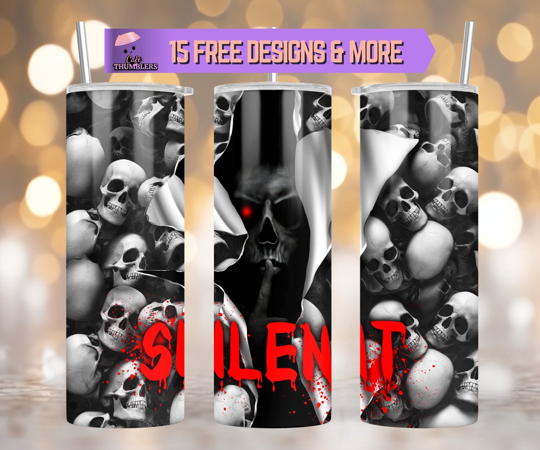 Silent Skull 20oz Skinny Tumbler,hooded Serial Killer Sublimation ...