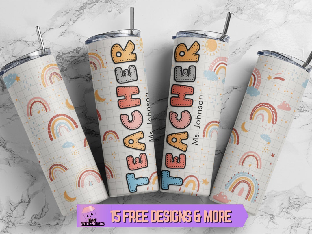 Teacher Custom Boho Rainbow 20 Oz Skinny Tumbler Sublimation Design ...