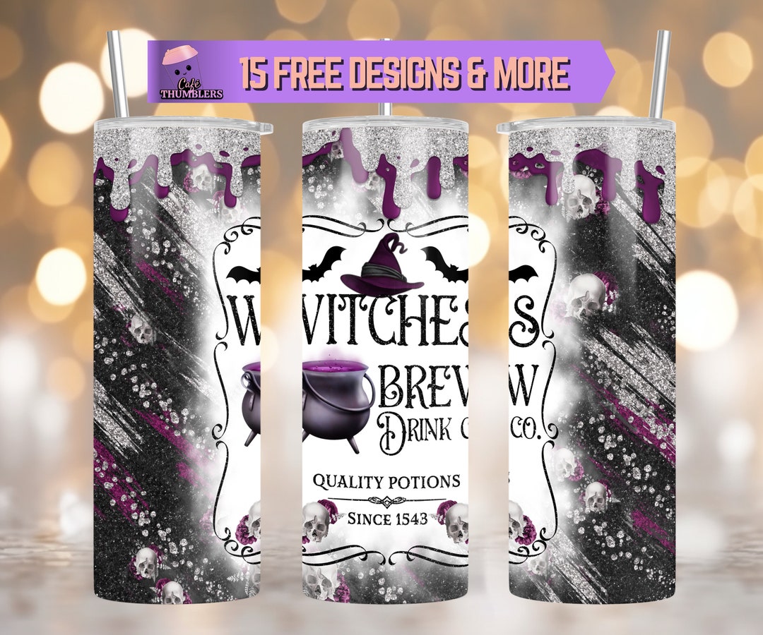 Witches Brew 20oz Skinny Tumbler Wrap, Witch Glitter Sublimation Design ...