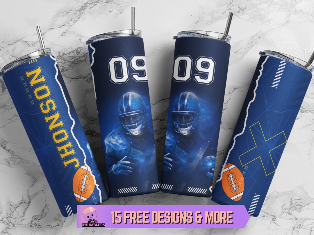 Football 20 Oz Skinny Tumbler Sublimation Design,add Your Name Tumbler ...