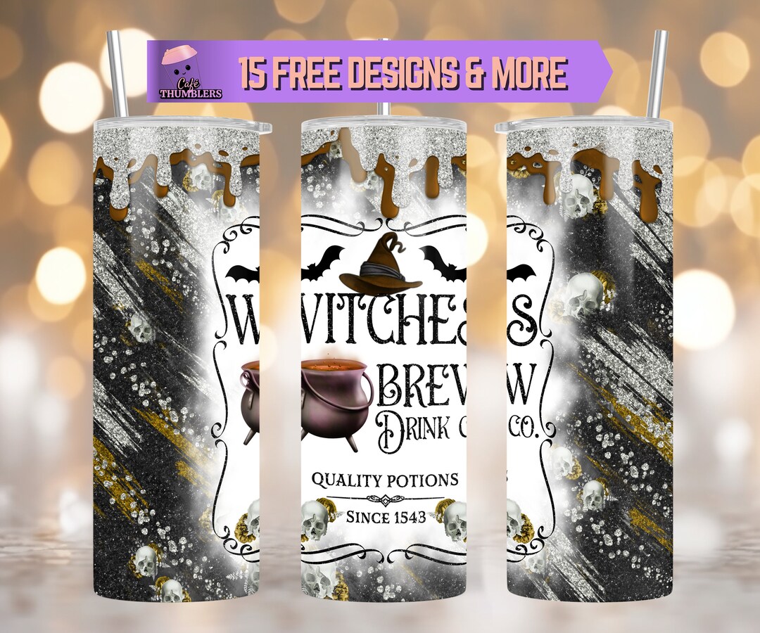 Witches Brew 20oz Skinny Tumbler Sublimation Design, Witch Glitter Wrap ...