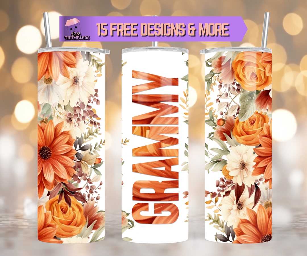 Grammy 20 Oz Skinny Tumbler Sublimation Design Grammy Floral Tumbler ...