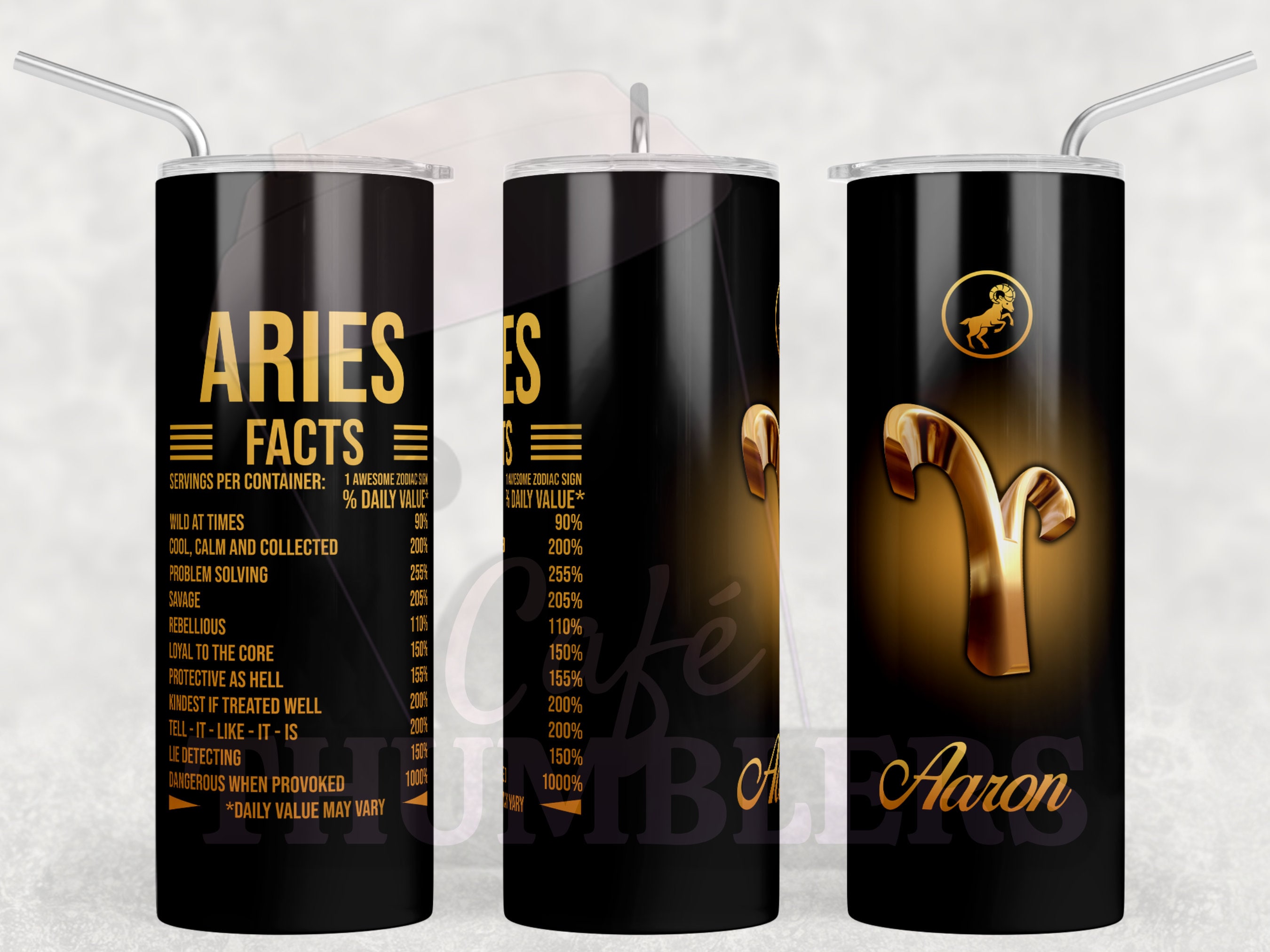 Aries Zodiac Sign Nutrition Facts 20oz Skinny Tumbler Wrap PNG ...