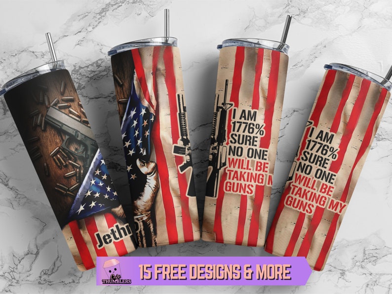 20oz Skinny Tumbler 2nd Amendment Tumbler Wrap, Second Amendment Flag ...