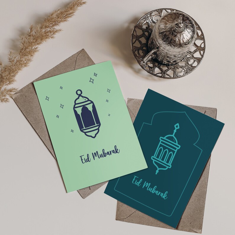 Eid Mubarak Cards Set 2 Pack of 6 Greeting Card Eid - Etsy
