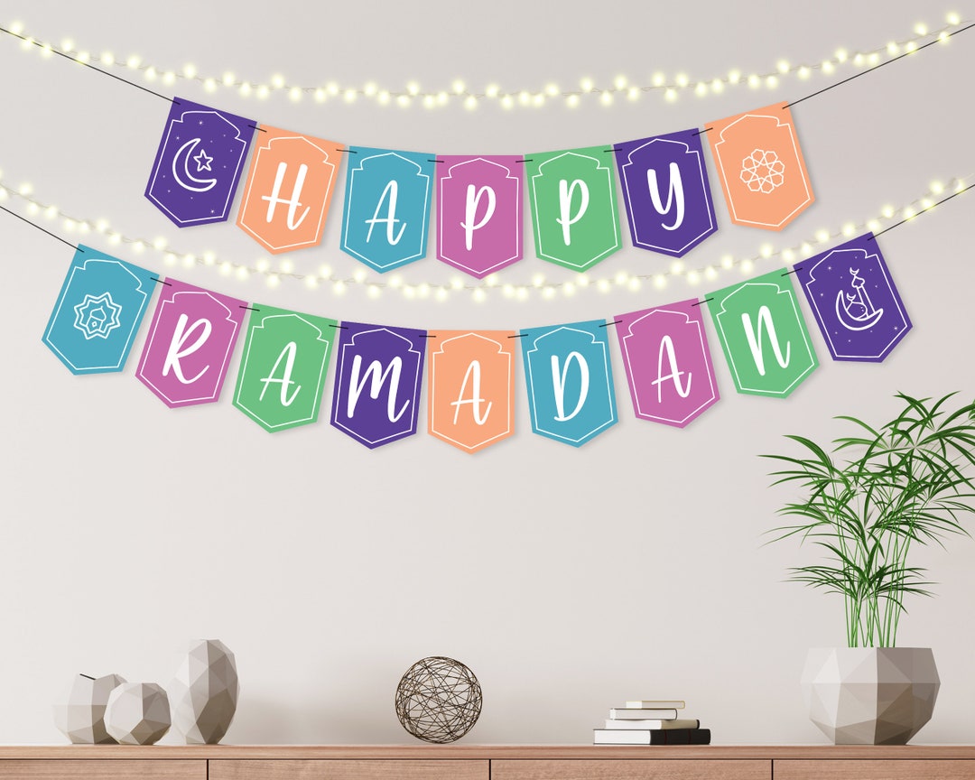Happy Ramadan Banner: Pastel Islamic Decor (digital Download) - Etsy