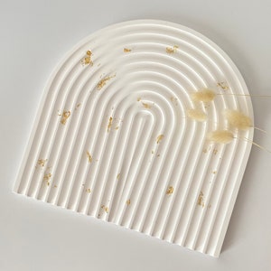 Large White Arch Serving Tray,gold Leaf Decorated Vanity Arch Tray ...