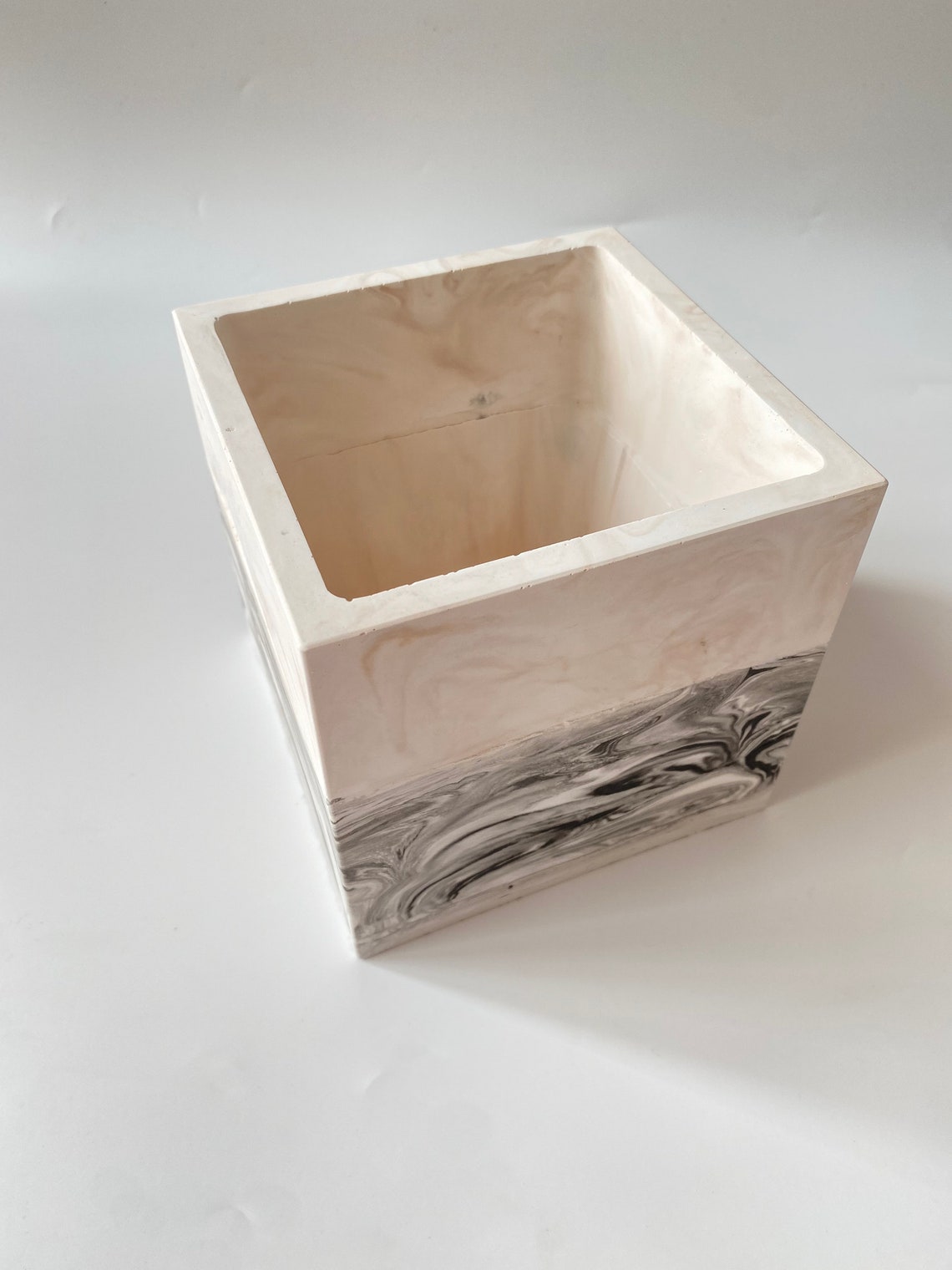 Concrete Marble Planter Square Stone Planter Handmade - Etsy
