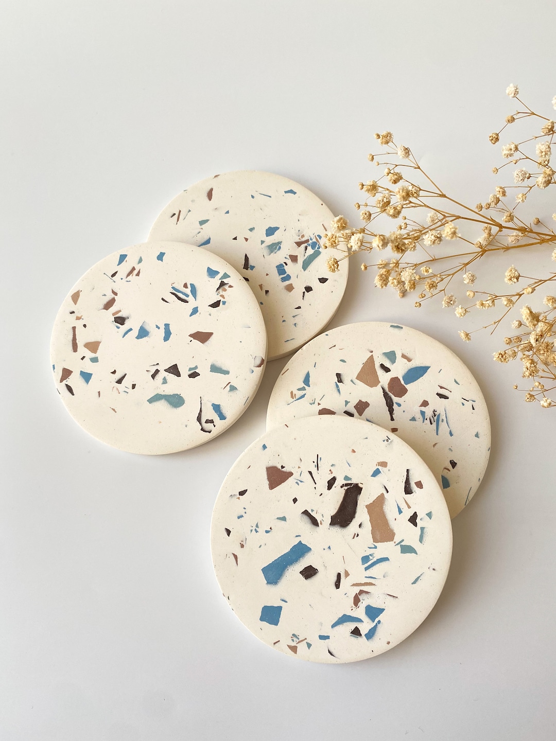 Set of 4 Terrazzo Coasters, Round Coasters, Christmas Gifts - Etsy